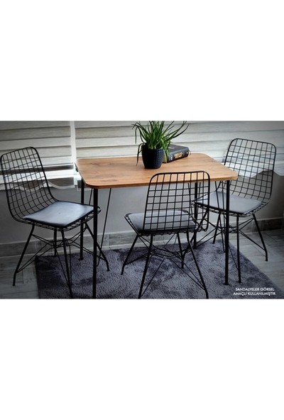 Bambeds Mobilya Metal Ayaklı 60X90 Mutfak Masası Balkon Masası Çalışma Masası