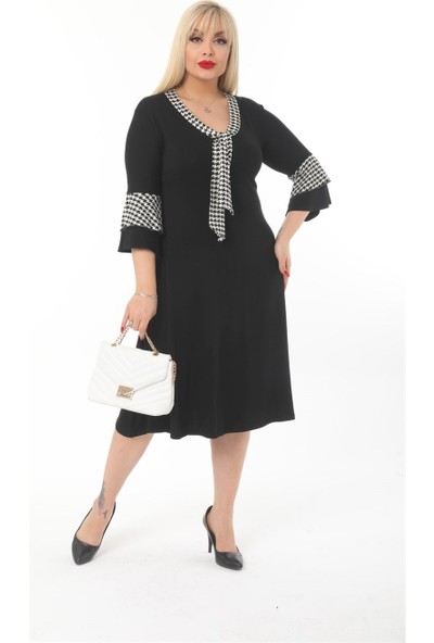 Kazayağı Desen Fular Detaylı Elbise