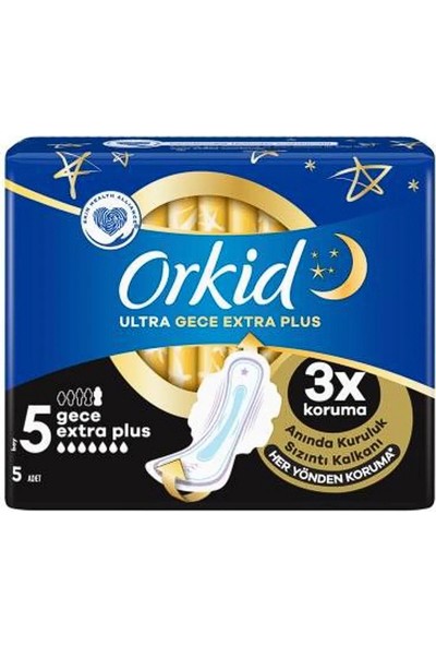 Orkid Hijyenik Ped Ultra 5'li Gece Ekstra Plus Orkid Hijyenik Ped Ultra 5'li Gece Ekstra Plus
