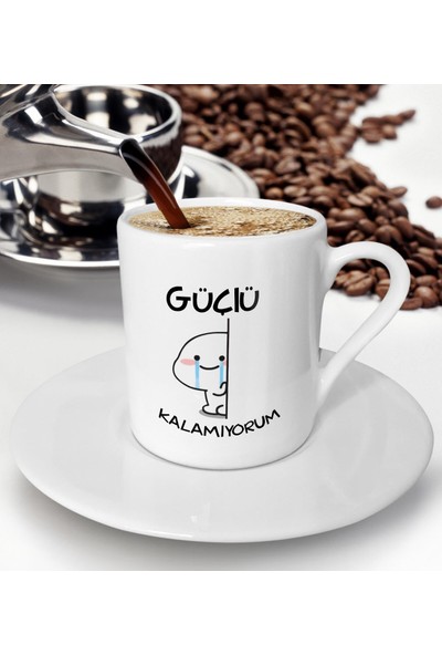 Bk Gift Güçlü Kalamıyorum Tasarımlı Türk Kahvesi Fincanı - Model 1 Bk Gift Güçlü Kalamıyorum Tasarımlı Türk Kahvesi Fincanı - Model 1