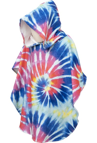 Slipstop Kapüşonlu Bol Kesim Baskılı Çok Renkli Kız Çocuk Panço