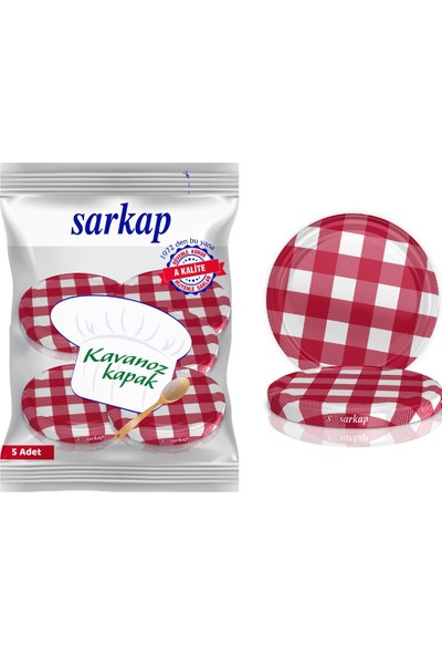 Sarkap Hijyenik Paketli 5 Adet Kavanoz Kapağı - Ekose Koyu Kırmızı - 100 mm Sarkap Hijyenik Paketli 5 Adet Kavanoz Kapağı - Ekose Koyu Kırmızı - 100 mm