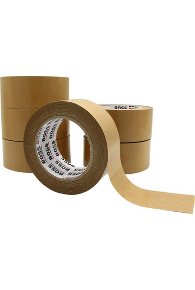 Boss Tape Kahverengi, Kraft Kağıt Bant - Silikonsuz - Geri Dönüştürülebilir Kağıt Koli Bandı Boss Tape Kahverengi, Kraft Kağıt Bant - Silikonsuz - Geri Dönüştürülebilir Kağıt Koli Bandı