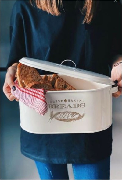 Evstyle Beyaz Italyan Tarzı Metal Ekmeklik