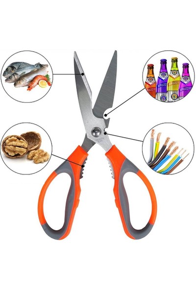 Homecare 12+2 Adet Kuhn 4 Boyutlu Mutfak Makası Açacak Kırıcı Kesici 715964