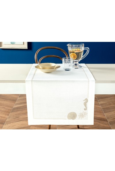 Madame Coco Coralıne Runner - Açık Altın - 48X145 cm Madame Coco Coralıne Runner - Açık Altın - 48X145 cm