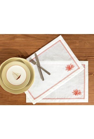 Madame Coco Coralıne 2'li Amerikan Servis - Turuncu - 32X48 cm