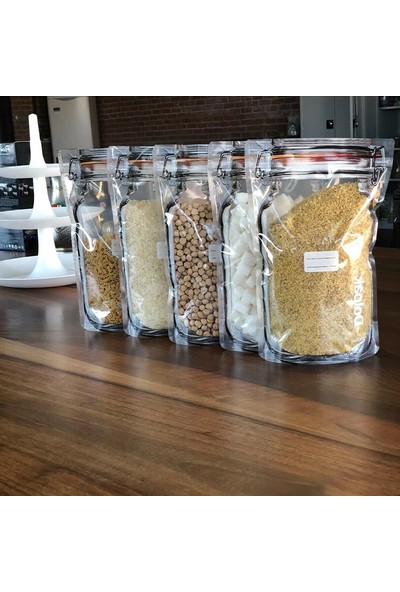 Çıtçıtlı Saklama Poşeti Kavanoz Görünümlü5 Adet Çıtçıtlı Saklama Poşeti Kavanoz Görünümlü5 Adet