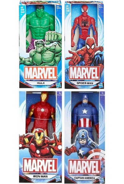Hasbro Marvel Lisanslı Spiderman , Ironman , Captain America & Hulk Süper Kahramanlar 4'lü Set Figür Hasbro Marvel Lisanslı Spiderman , Ironman , Captain America & Hulk Süper Kahramanlar 4'lü Set Figür