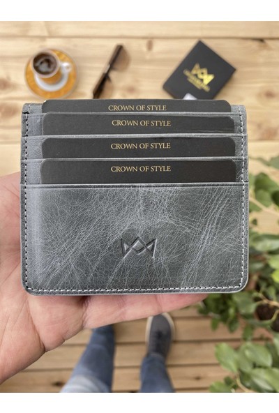 Crown Of Style Fold Mini COS-215239 Unisex Hakiki Deri Gri Renk Minimal Kartlık Crown Of Style Fold Mini COS-215239 Unisex Hakiki Deri Gri Renk Minimal Kartlık