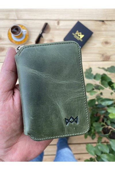 Crown Of Style Mini Zipp COS-21796 Unisex Hakiki Deri Haki Yeşil Renk Fermuarlı Cüzdan Crown Of Style Mini Zipp COS-21796 Unisex Hakiki Deri Haki Yeşil Renk Fermuarlı Cüzdan