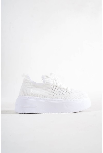 Ncs Beyaz Triko Rahat Kadın Günlük Spor Ayakkabı
