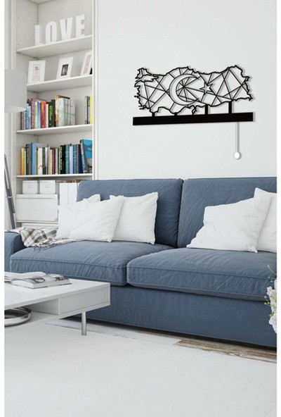 Maya Store LED Işıklı Türkiye Ay Yıldız Metal Aplik Duvar Dekoru Gece Lambası (Mavi Işık) Maya Store LED Işıklı Türkiye Ay Yıldız Metal Aplik Duvar Dekoru Gece Lambası (Mavi Işık)