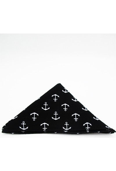 İnci Aksesuar Siyah Çapa Desen Bandana