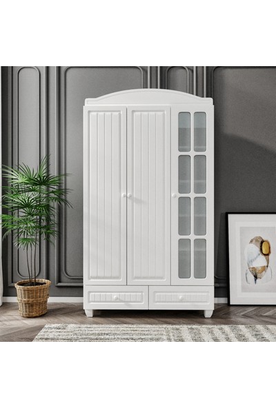 Yoyko Cosy 3 Kapaklı Çekmeceli Gardırop Beyaz (120CM) Yoyko Cosy 3 Kapaklı Çekmeceli Gardırop Beyaz (120CM)