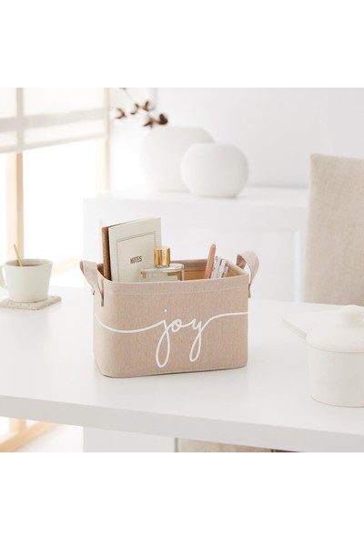 Ocean Home Bej Joy Baskılı Dikdörtgen Sepet 24X17X14 cm Ocean Home Bej Joy Baskılı Dikdörtgen Sepet 24X17X14 cm