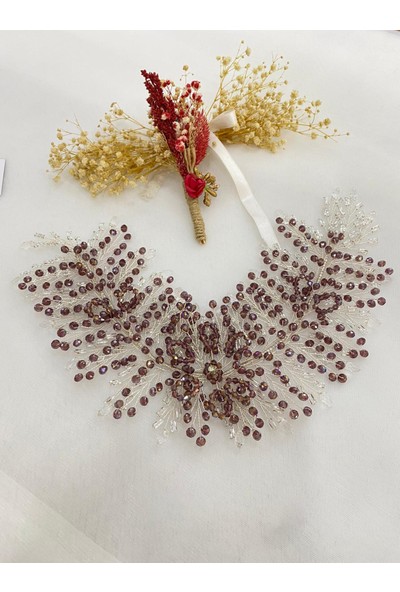 Serpilin Gelin Evi Kristal Boncuklu Mürdüm Ve Şeffaf Karışık Yan Taç Serpilin Gelin Evi Kristal Boncuklu Mürdüm Ve Şeffaf Karışık Yan Taç