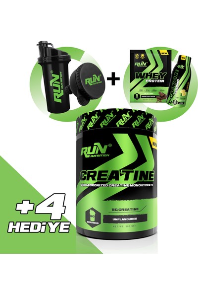 Creatine 300 Gr (Aromasız) + Shaker + Huni + Tek Kullanımlık Whey Protein Ve L-Carnitine Shot Hediye