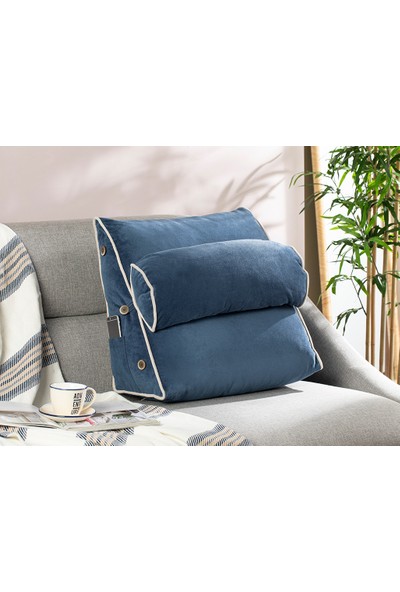 English Home Novelda Kadife Yaslanma Minderi 50X25X50 cm Indigo