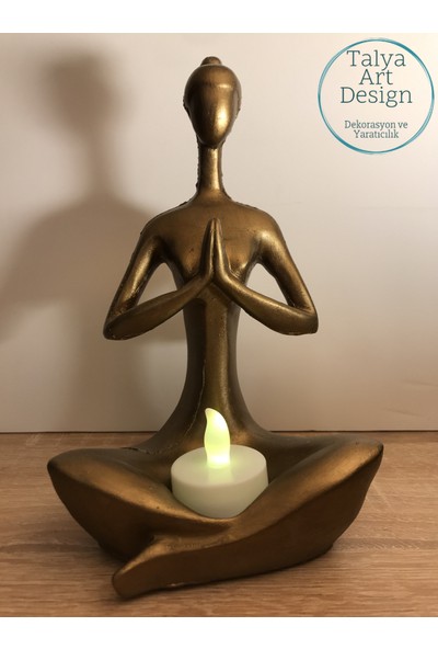 Talya Art Design Bronz Renk Namaste, Yoga Yapan Kadın, Tealight Mumluk. Talya Art Design Bronz Renk Namaste, Yoga Yapan Kadın, Tealight Mumluk.