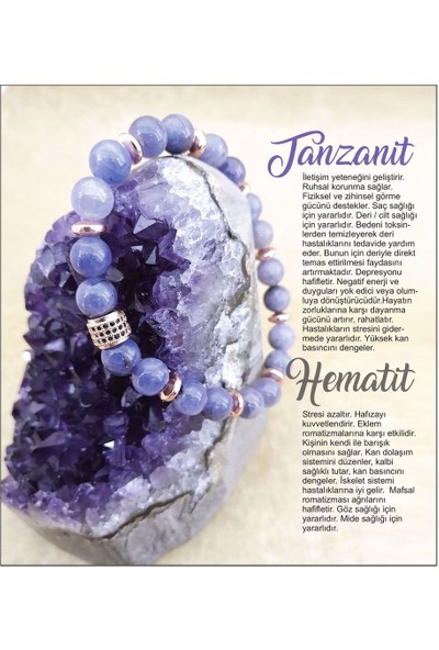 Osmanlı Doğaltaş Doğal Taş Bileklik - Tanzanit-Hematit