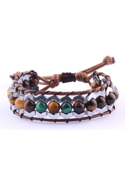 Osmanlı Doğaltaş Kaplan Gözü, Malakit Doğal Taş Bileklik B884 Osmanlı Doğaltaş Kaplan Gözü, Malakit Doğal Taş Bileklik B884