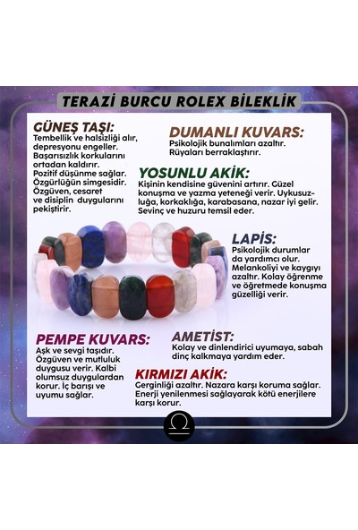 Osmanlı Doğaltaş Terazi Burcu Rolex Bileklik B065