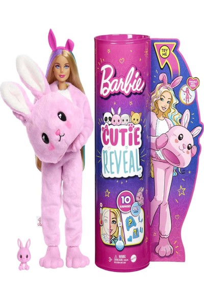 Barbie Cutie Reveal Tatlı Tavşan Peluş Kostümlü Bebek ve Evcil Hayvan Barbie Cutie Reveal Tatlı Tavşan Peluş Kostümlü Bebek ve Evcil Hayvan