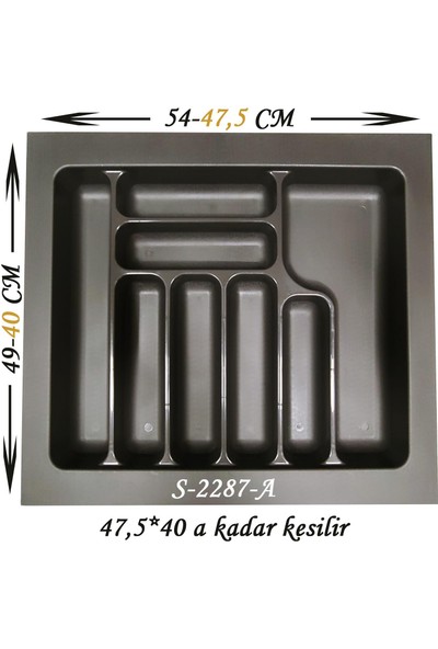 Starax Çekmece Içi Plastik Kaşıklık Antrasit Antibakteriyel S-2287-A En:54-47,5 D:49-40 cm Arası Kesilebilir 8 Göz 60 cm Modül Starax Çekmece Içi Plastik Kaşıklık Antrasit Antibakteriyel S-2287-A En:54-47,5 D:49-40 cm Arası Kesilebilir 8 Göz 60 cm Modül