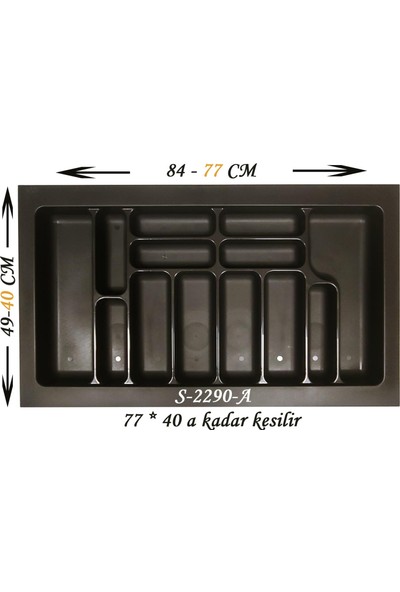 Starax Çekmece Içi Plastik Kaşıklık Antrasit Antibakteriyel S-2290-A En:84-77 D:49-40 cm Arası Kesilebilir 13 Göz 90 cm Modül Starax Çekmece Içi Plastik Kaşıklık Antrasit Antibakteriyel S-2290-A En:84-77 D:49-40 cm Arası Kesilebilir 13 Göz 90 cm Modül