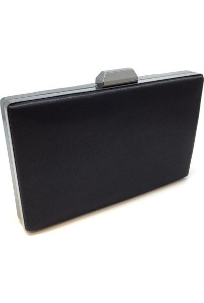 Kadın Siyah Saten Abiye Çanta Zincir Askılı Nikel Aksesuar Kadın Siyah Saten Abiye Çanta Zincir Askılı Nikel Aksesuar