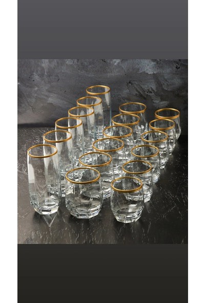 Lav 18 Parça Yaldızlı Bardak Seti