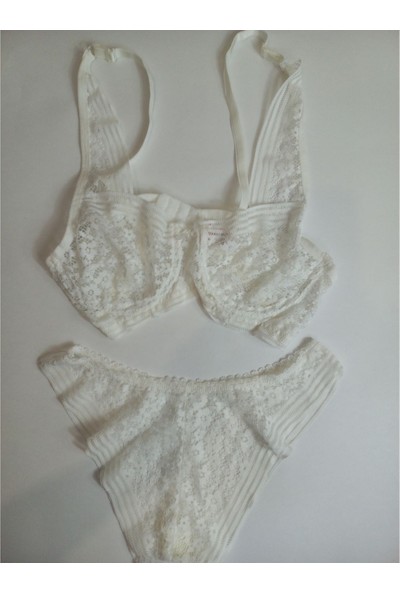 Elyamio Beyaz Balenli Sütyen Takım