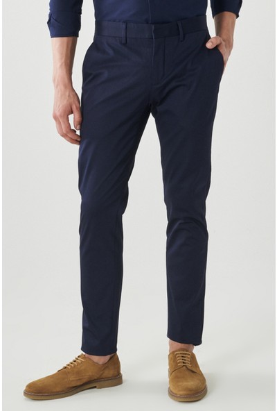 ALTINYILDIZ CLASSICS Erkek Lacivert Slim Fit Dar Kesim Yan Cepli Pantolon ALTINYILDIZ CLASSICS Erkek Lacivert Slim Fit Dar Kesim Yan Cepli Pantolon