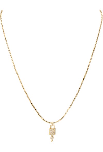 TUE Jewellery 14 Ayar Altın Kilit Anahtarlı Yıldızlı Kolye