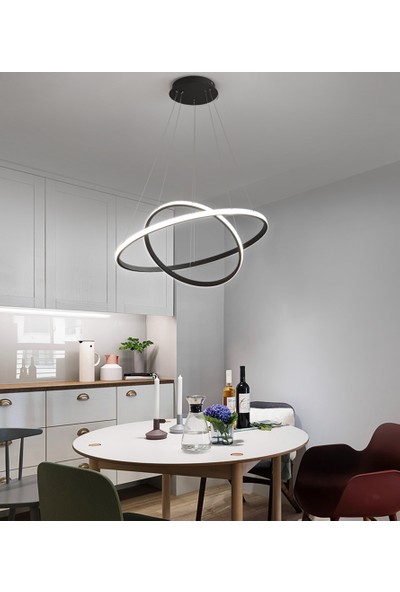 TT Aydınlatma TT300-2 Sy Halka 2'li Mat Siyah LED Avize