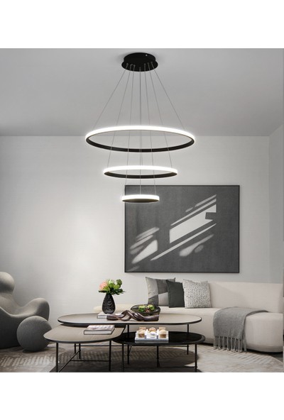 TT Aydınlatma TT300-3 Sy Halka 3'lü Mat Siyah LED Avize