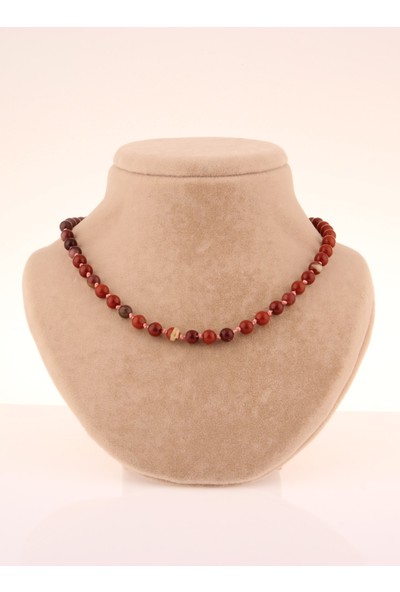 Osmanlı Doğaltaş Rodonit 6mm Düğümlü Kolye