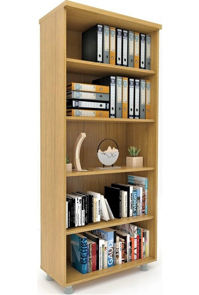 Elizza Büyük Boy Kapaksız Kitaplık Dosya Dolabı Teak - 80X35X188