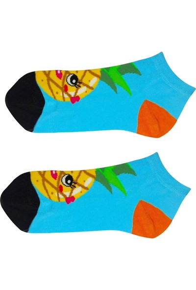 Lara Çorap 2'li Kalpli Ananas Desenli Mavi Kadın Patik Çorap (36-40) Lara Çorap 2'li Kalpli Ananas Desenli Mavi Kadın Patik Çorap (36-40)