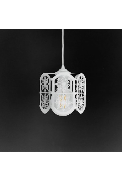 Erva Oval Altıgen Metal Avize Beyaz ERV-AV-0007B Erva Oval Altıgen Metal Avize Beyaz ERV-AV-0007B