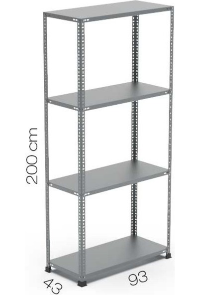 Raf Pazar Çelik Raf (43*93*200) 4 Katlı