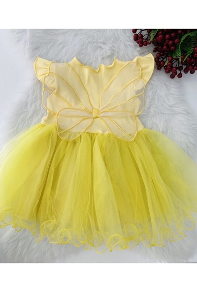 Mininaf Kelebek Kanatlı Kız Çocuk Elbise
