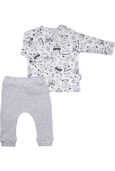 Mukano Erkek Bebek Ayıcık Desenli Pijama Seti MELANJ-MKN.0195