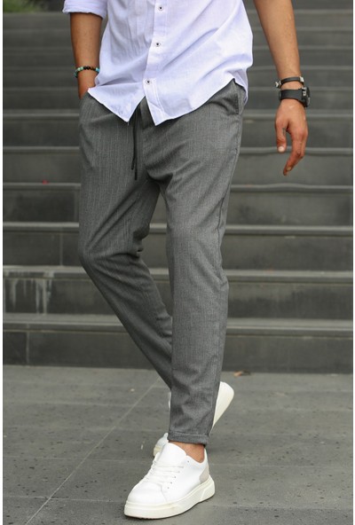 Madmext Antrasit Desenli Slim Fit Jogger Pantolon 5470