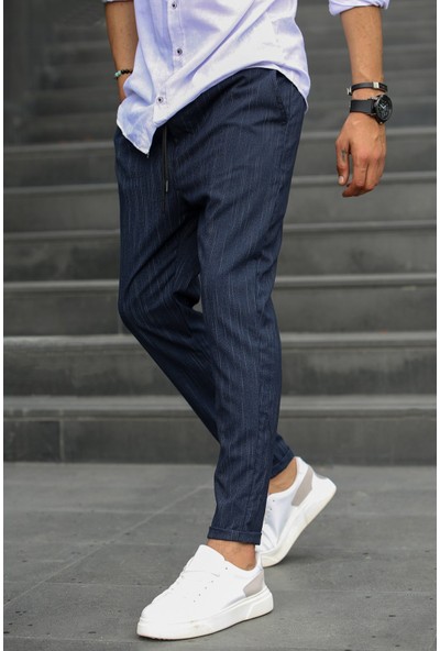 Madmext Lacivert Desenli Slim Fit Jogger Pantolon 5470