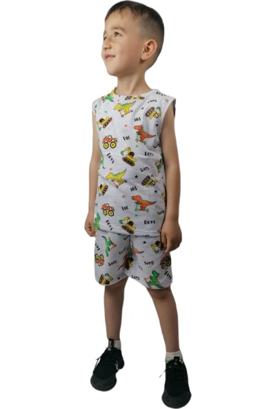 Siya Life Erkek Çocuk Baskılı Sıfır Kol Takım Siya Life Erkek Çocuk Baskılı Sıfır Kol Takım