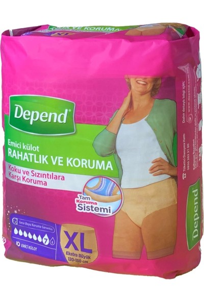 Depend Kadın Emici Külot Xl 50-54 Beden 10LU Paket 120-150CM Bel Depend Kadın Emici Külot Xl 50-54 Beden 10LU Paket 120-150CM Bel