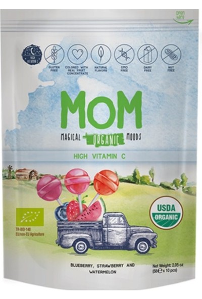 Mom Organik Lolipop 5,8 gr 10'lu Mom Organik Lolipop 5,8 gr 10'lu
