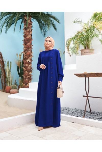 Neways Yandan Düğmeli Ferace Saks Mavisi Neways 6508 Neways Yandan Düğmeli Ferace Saks Mavisi Neways 6508